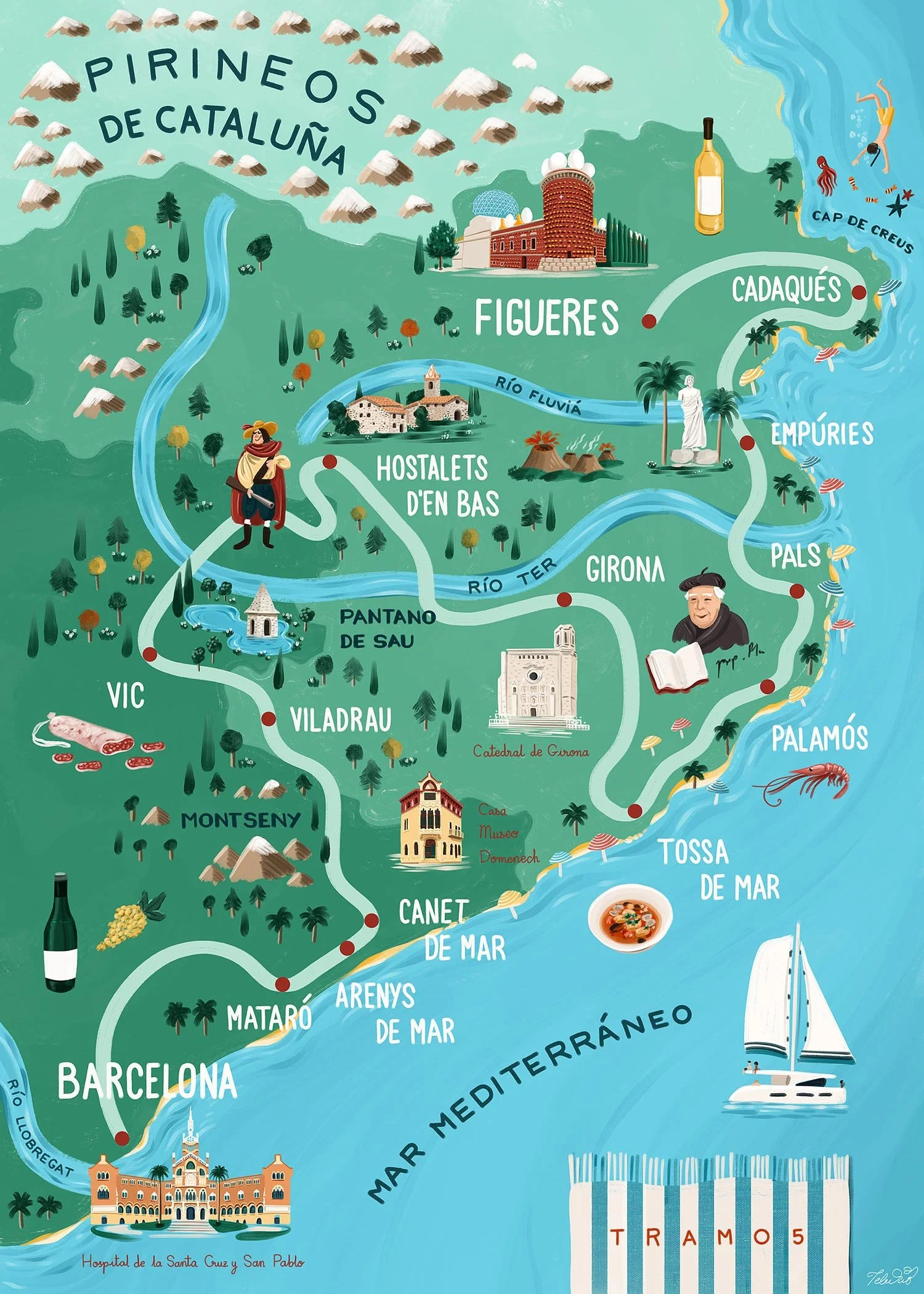 Illustrated touristic maps of Catalonia - Felix Diaz de Escauriaza ...
