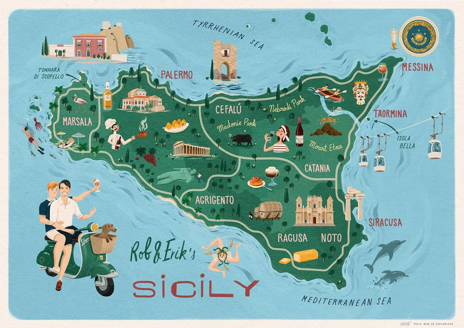 Illustrated map for a wedding in Sicily - Felix Diaz de Escauriaza ...