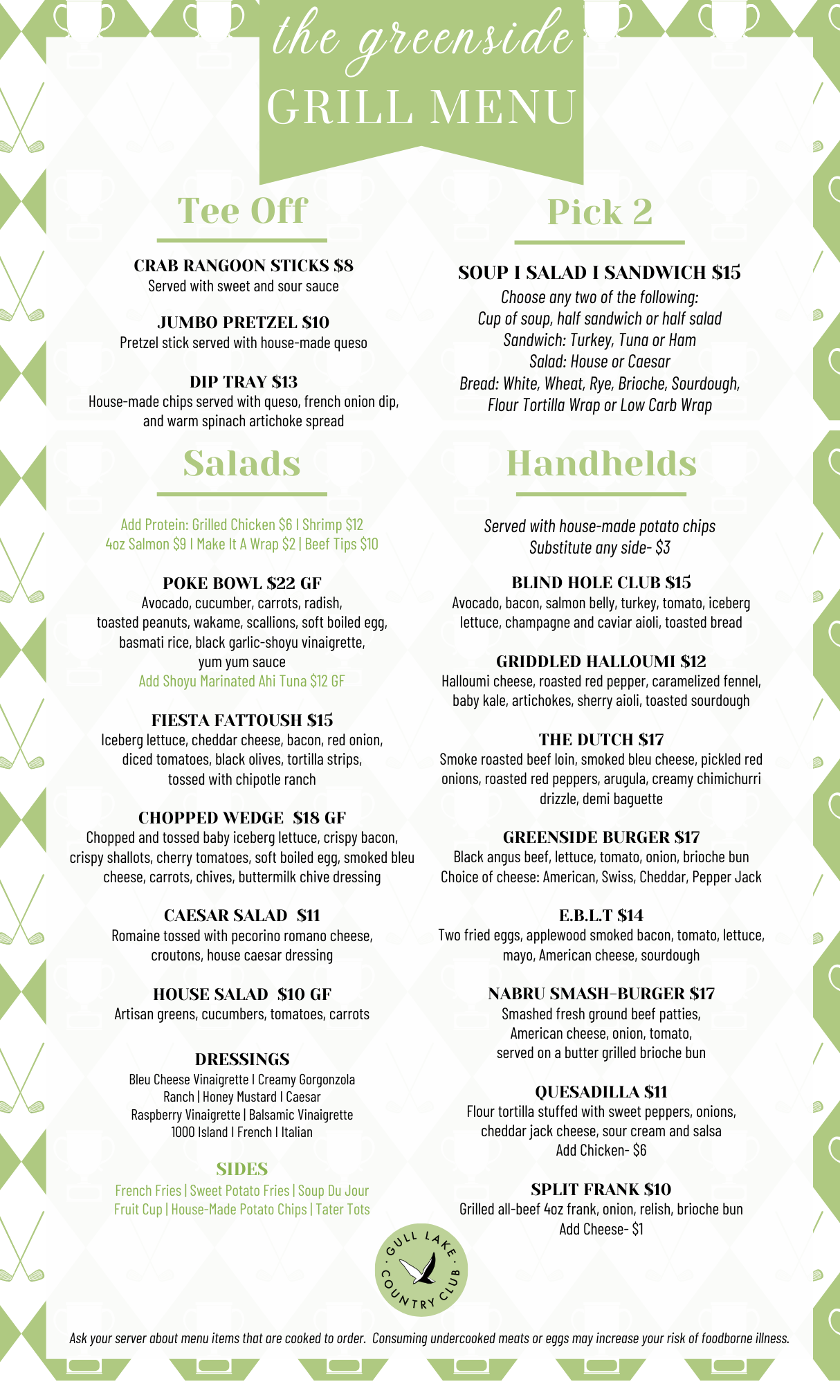 Menus — Gull Lake Country Club