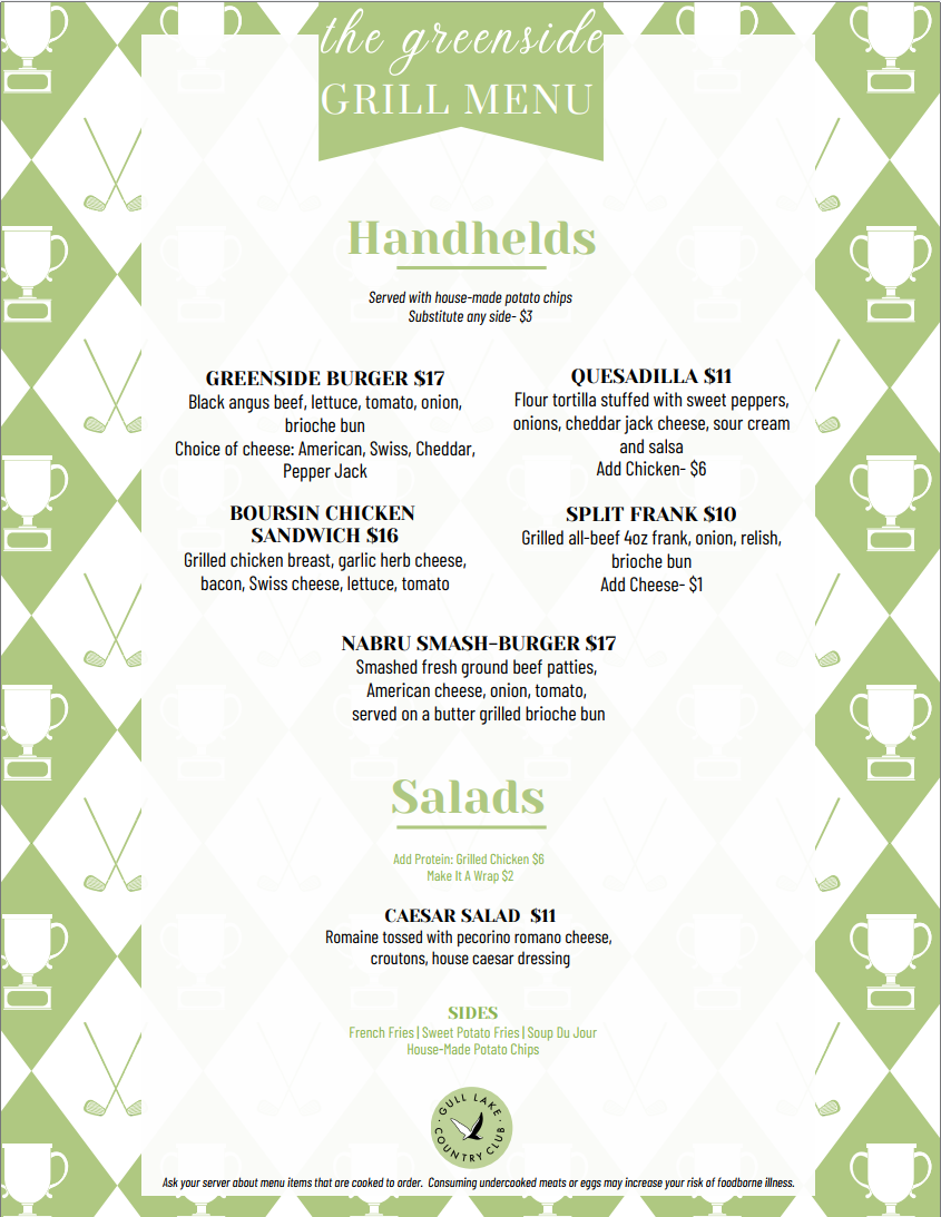 Menus — Gull Lake Country Club