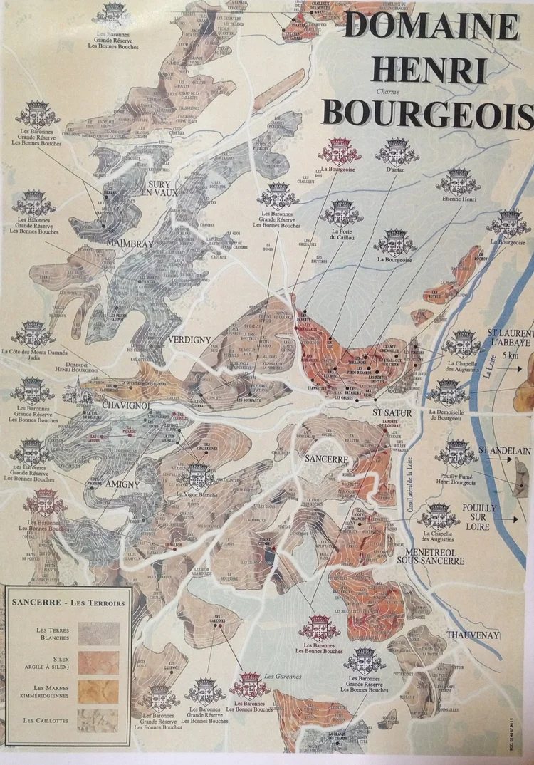 MAP! A crisp, detail map of Sancerre with vineyard names, terrain and ...