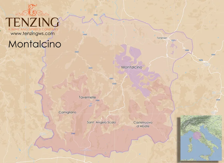 MAP! Detail of Brunello di Montalcino with producers on Google Earth ...