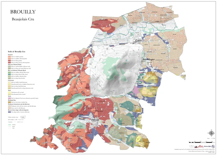 Maps of Beaujolais Crus with soil types. — Fernando Beteta, MS