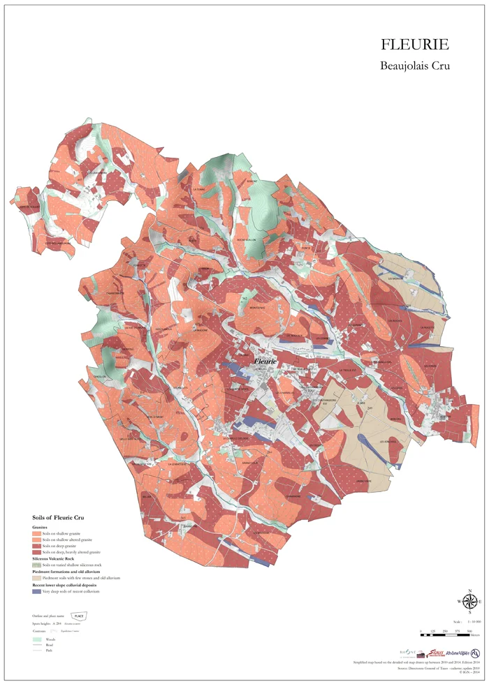 Maps of Beaujolais Crus with soil types. — Fernando Beteta, MS