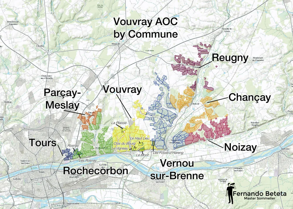 Interactive map of Vouvray AOC and lieux dits — Fernando Beteta, MS