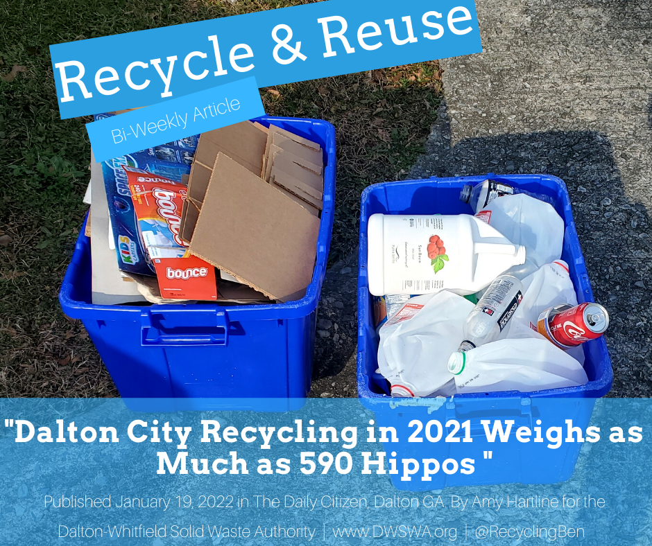 Dalton City Recycling in 2021 Weighs as Much as 590 Hippos — Dalton ...