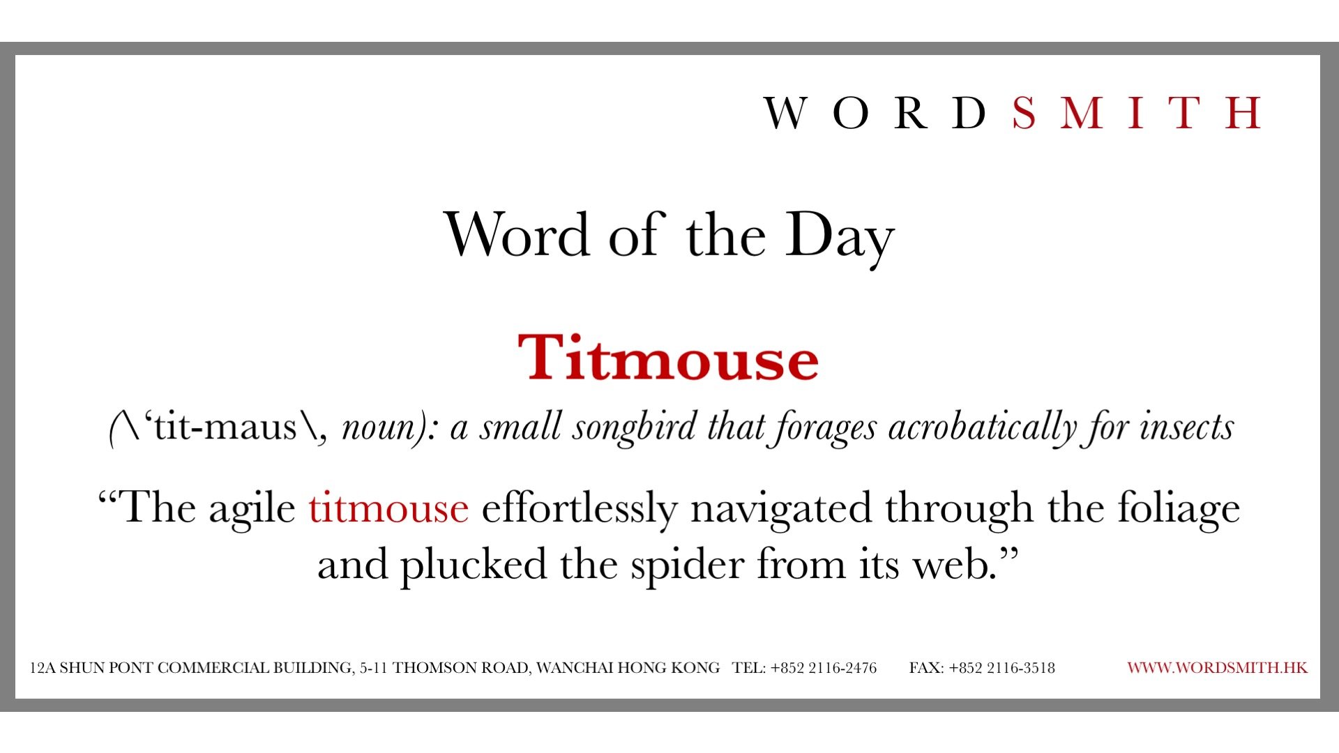 Word of the Day — Wordsmith - Copywriting and Speechwriting in Hong Kong