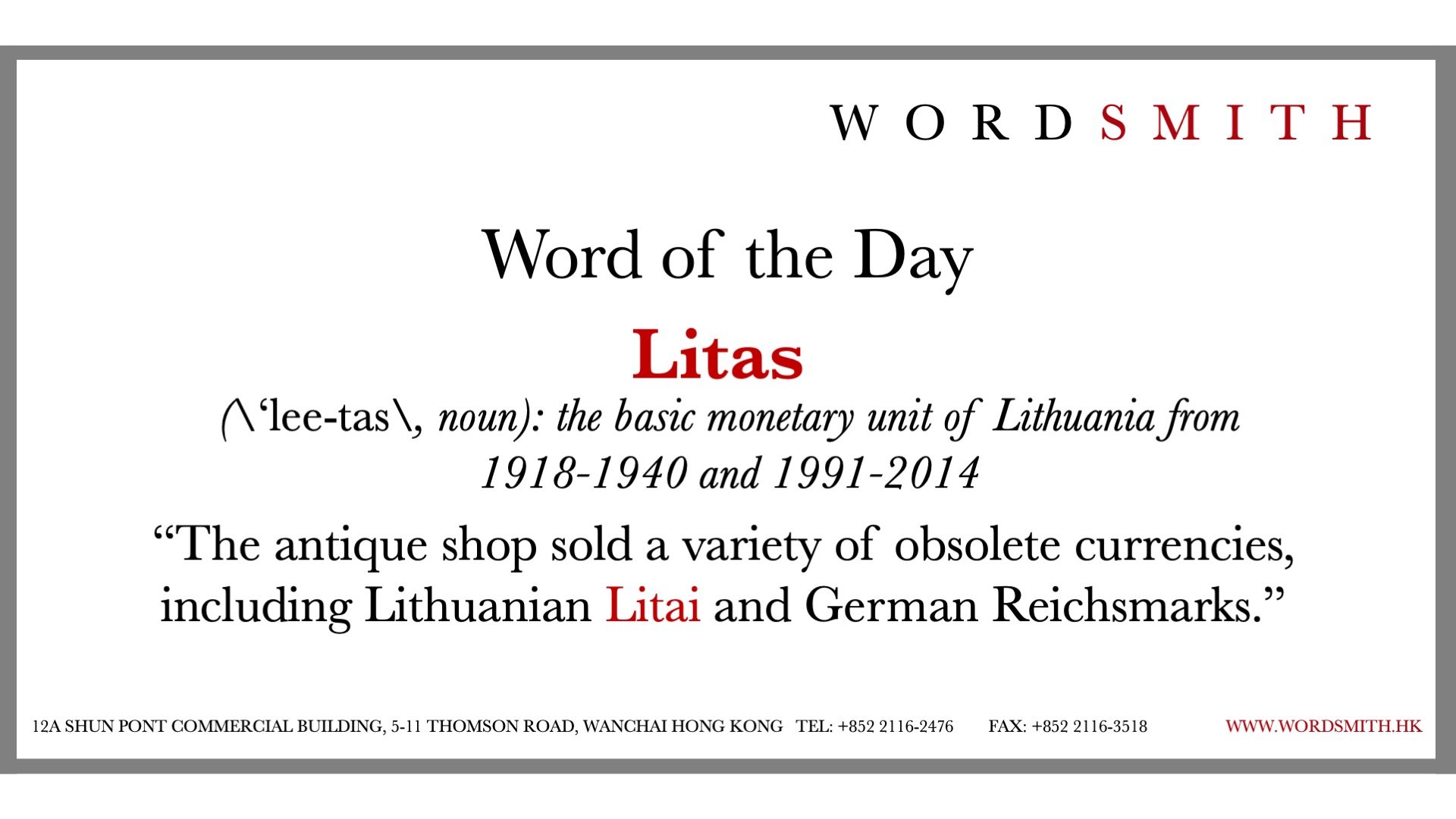 Word of the Day — Wordsmith - Copywriting and Speechwriting in Hong Kong