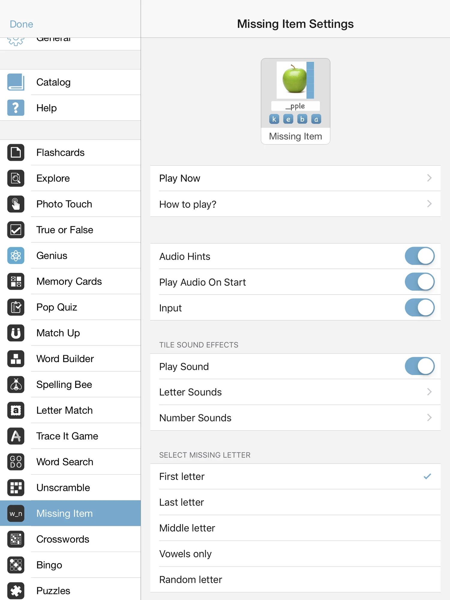 Missing Letter — Bitsboard | Flashcards & Mini-Games for Personalized ...