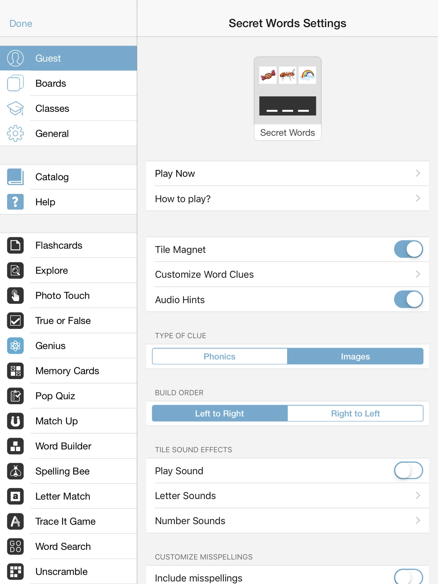 Secret Words Game — Bitsboard | Flashcards & Mini-Games for ...