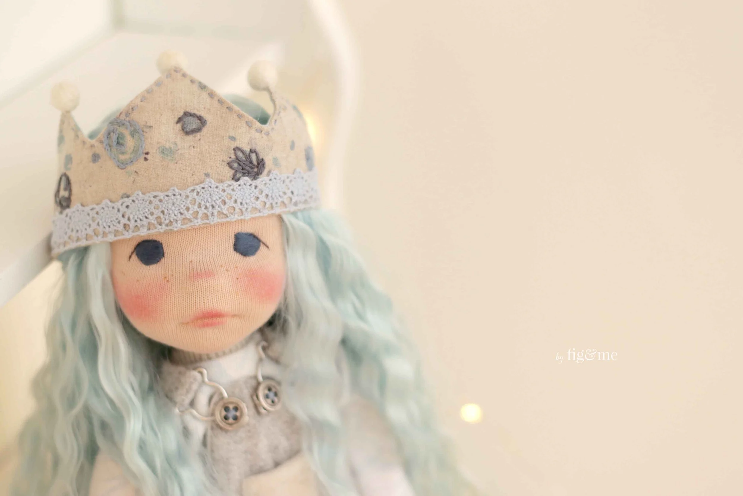 Blu and Mr Bear, a set of natural art dolls ready to play — fig & me