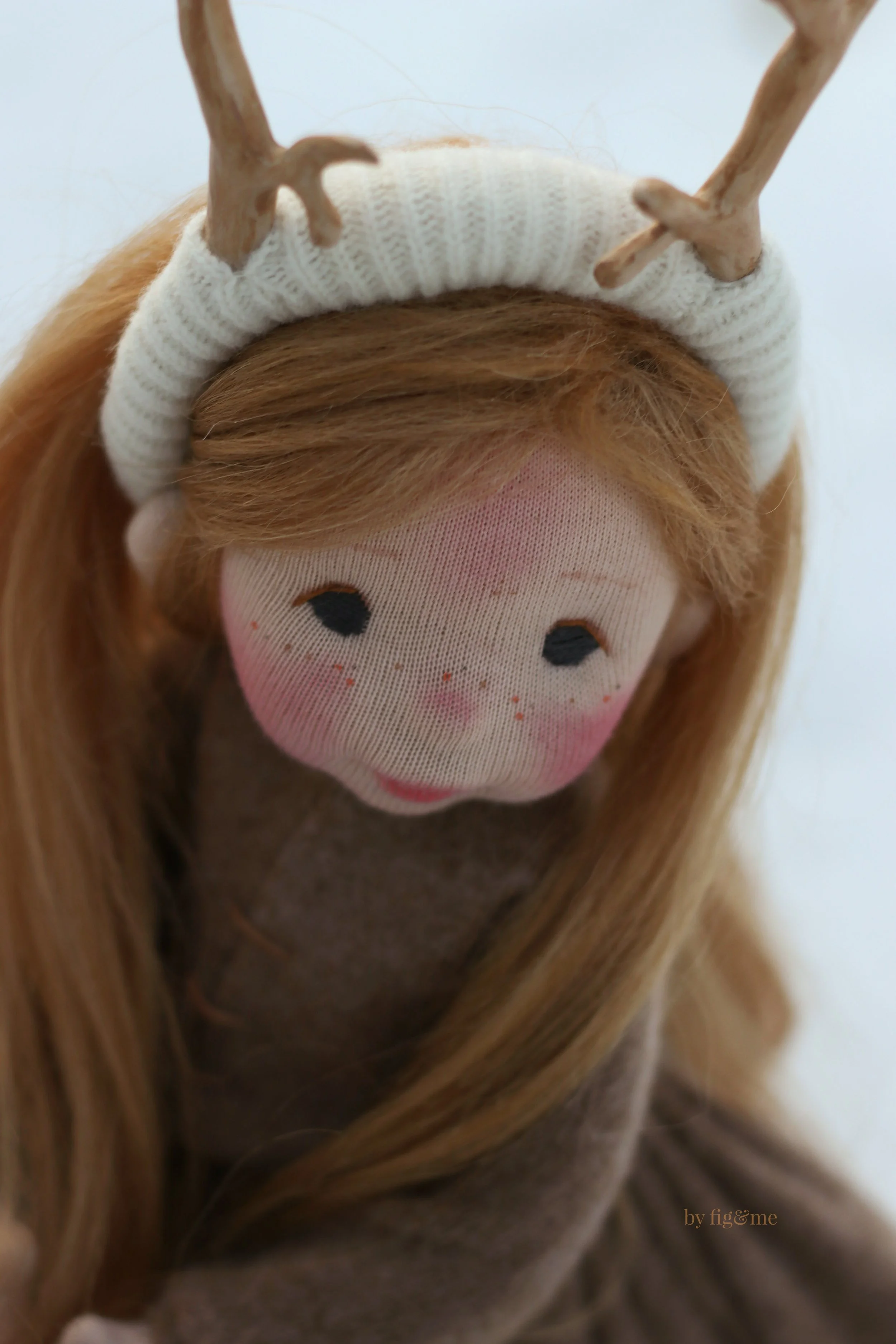Ainur and her deer friend Magnus, set of natural fiber art dolls by Fig ...