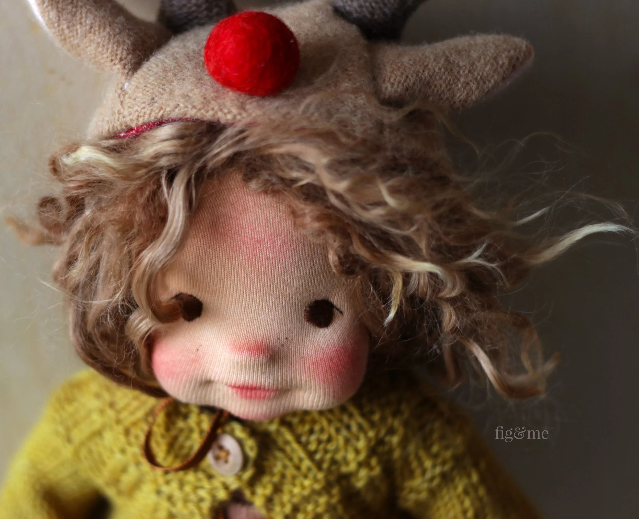 Arriety, Natural Fiber Art Doll Ready for the Reindeer Games to Begin ...