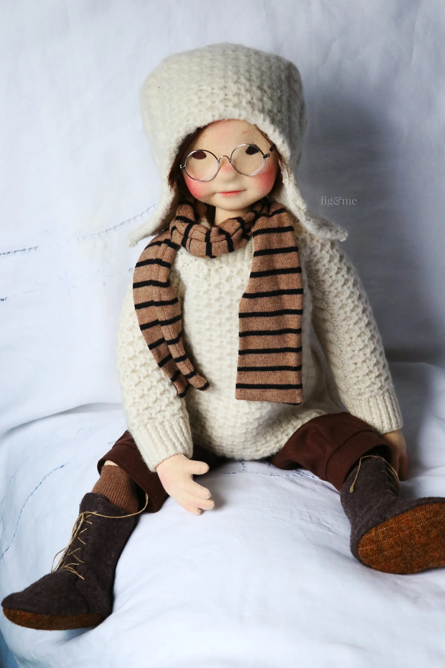 Little Chadwick, handcrafted articulated fiber art doll by Fig and Me ...