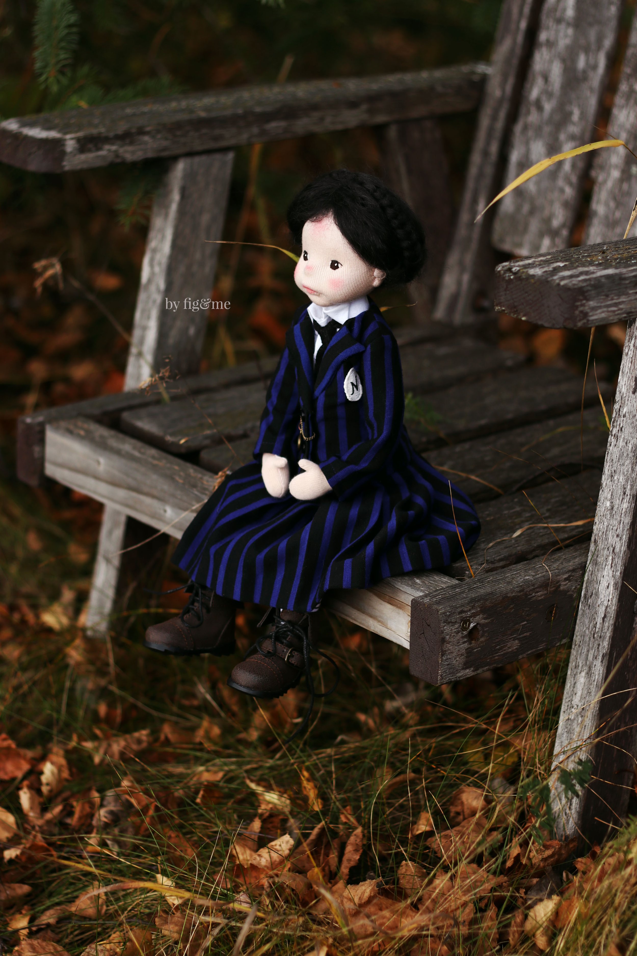 Wednesday Addams and Her Rat Friend: OOAK Fiber Art Dolls — fig & me