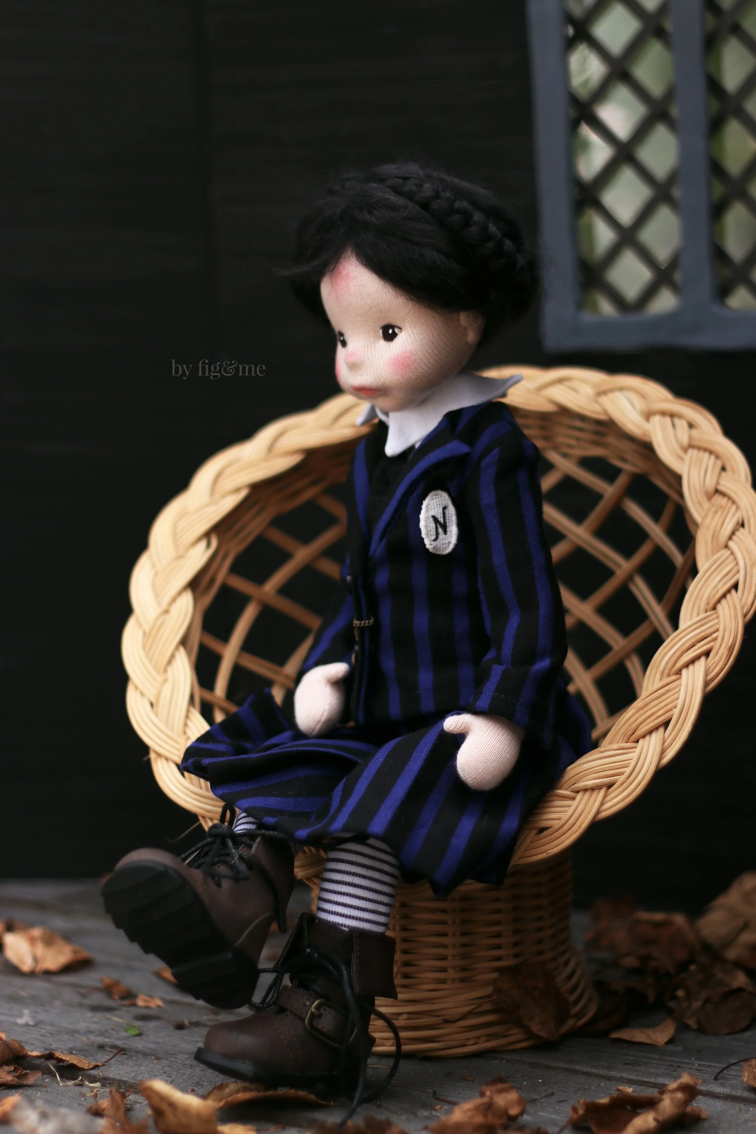 Wednesday Addams and Her Rat Friend: OOAK Fiber Art Dolls — fig & me