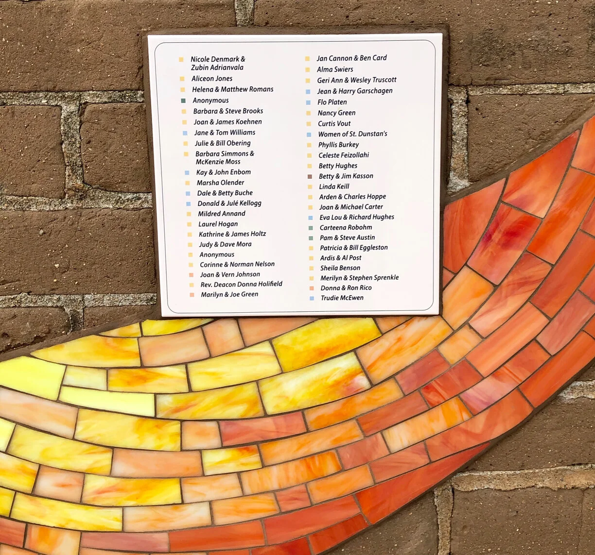 RACHEL RODI MOSAICS — Donor Recognition