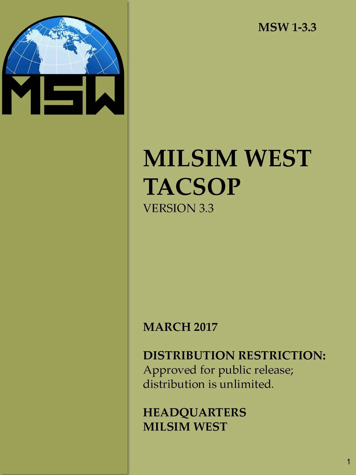TACSOP — MILSIM WEST