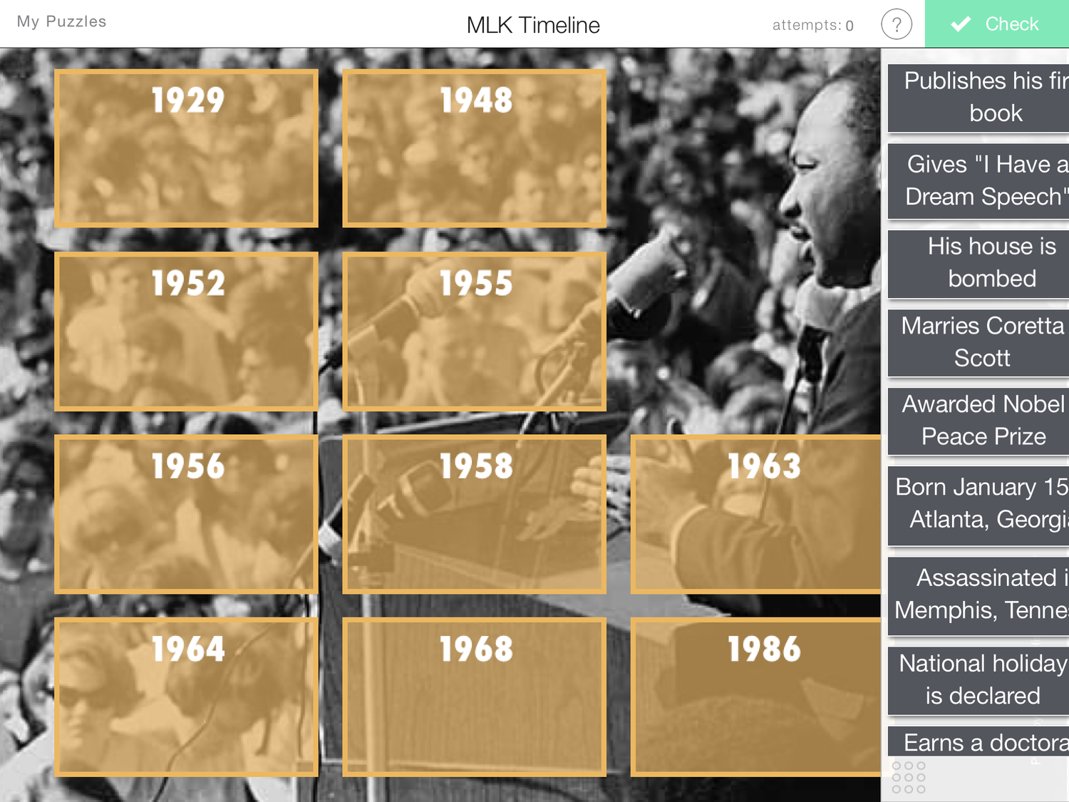 Dr. Martin Luther King, Jr. Timeline — Learning in Hand with Tony Vincent
