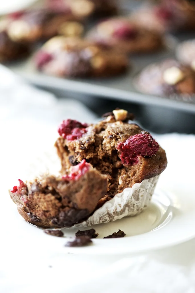 Chocolate Raspberry Hazelnut Muffins — Pixels + Crumbs