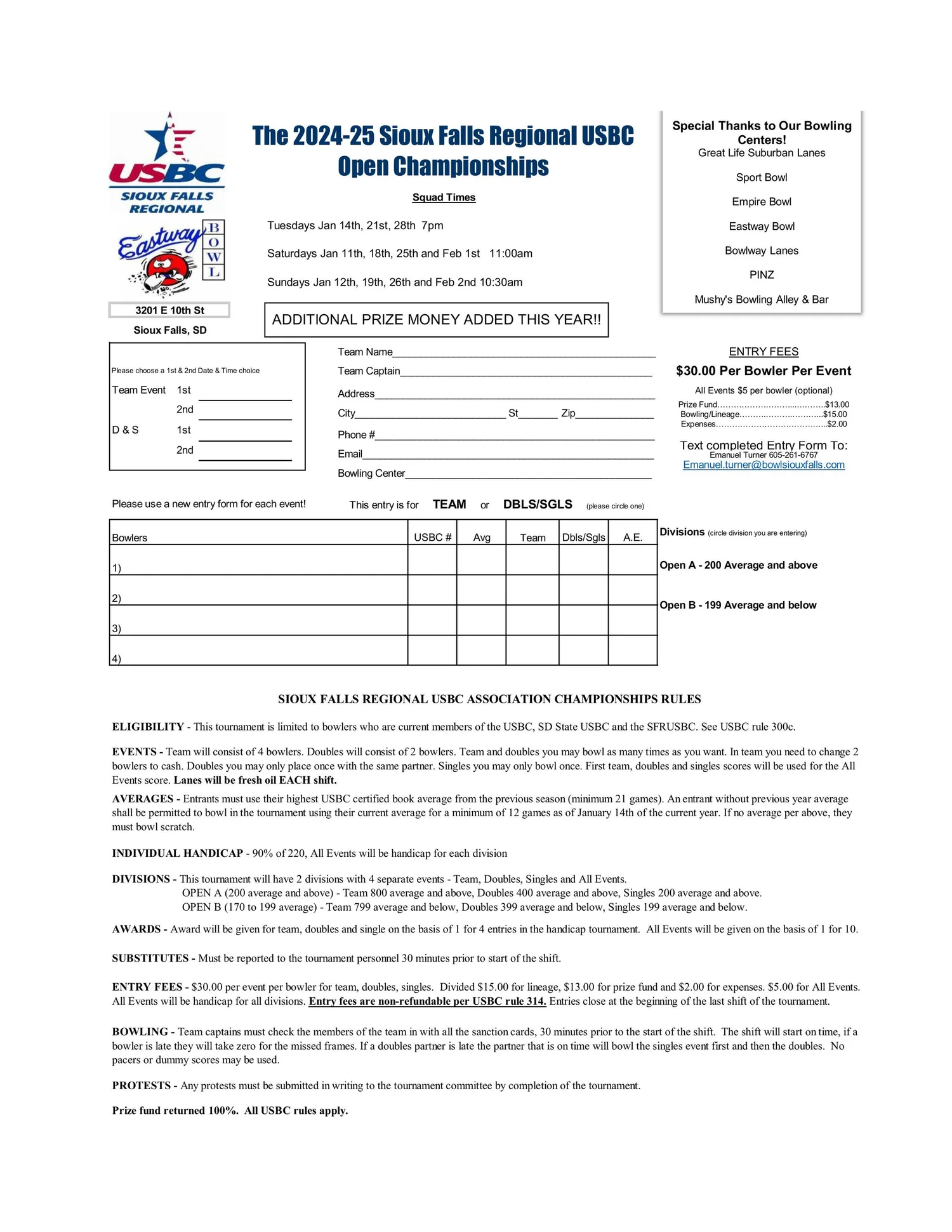 SFUSBC Open Championships — Eastway Bowl