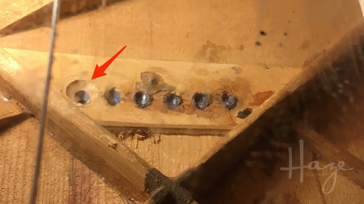 Repairing a damaged acoustic guitar bridge plate — Haze Guitars