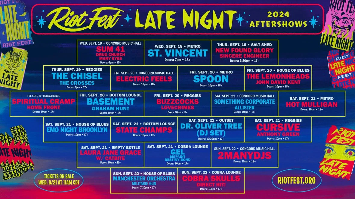 Riot Fest Announces Late Night Aftershow Schedule