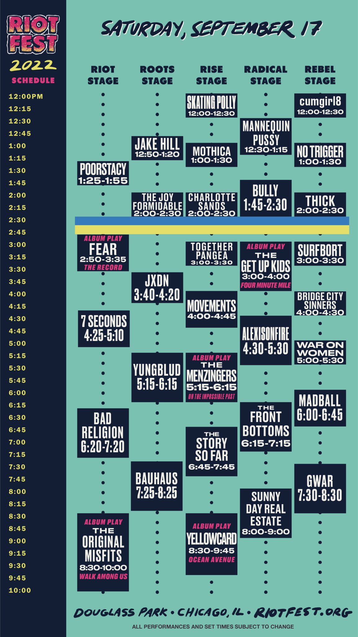 The Riot Fest 2022 Schedule Is Here