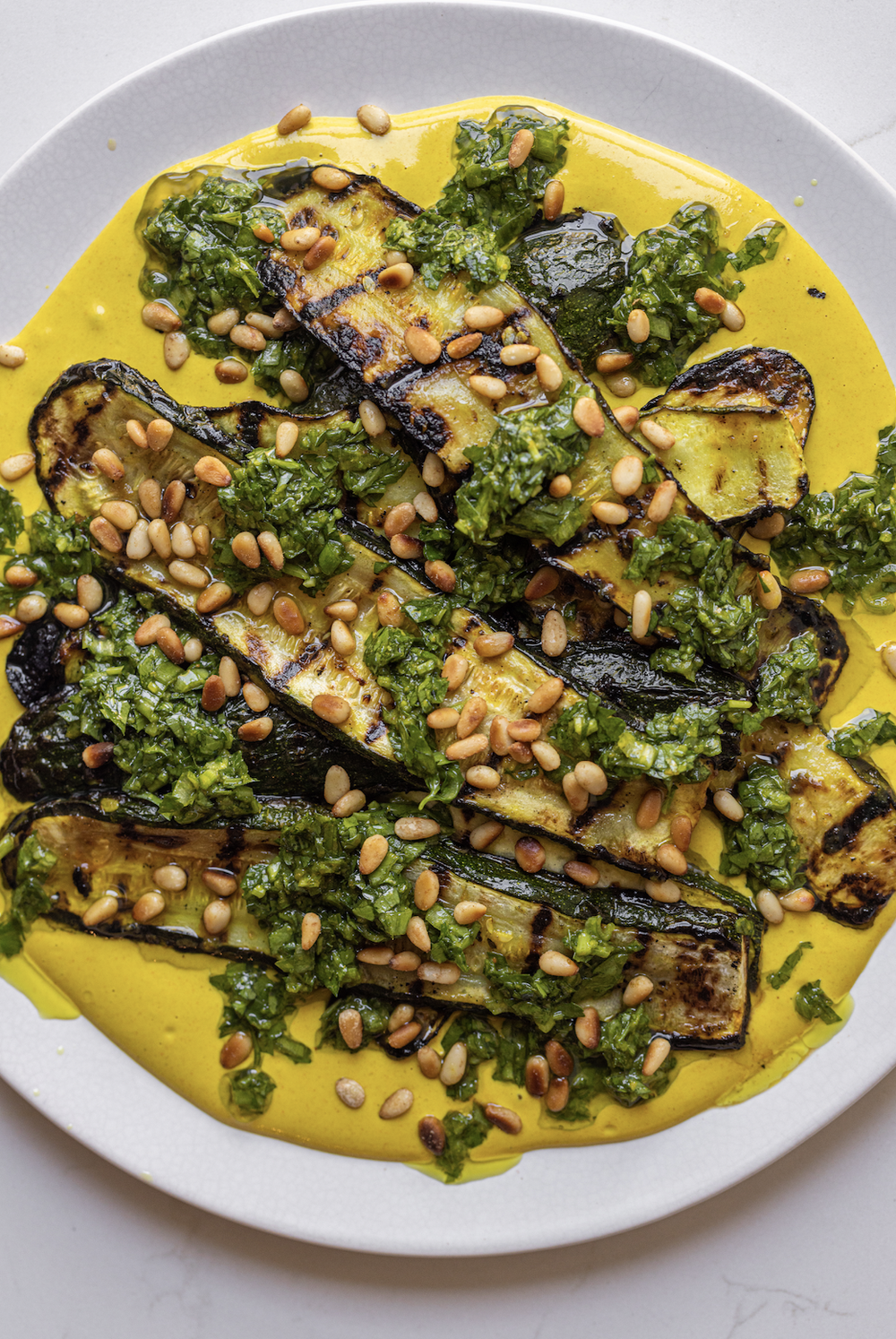 Golden Tahini with Grilled Zucchini, Herbs and Pine Nuts — Middle ...