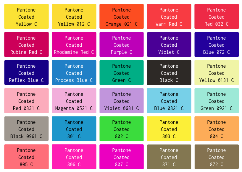 Pantone Colour Guide — Excellent Screen Printers Pantone Colour Guide — Excellent Screen Printers