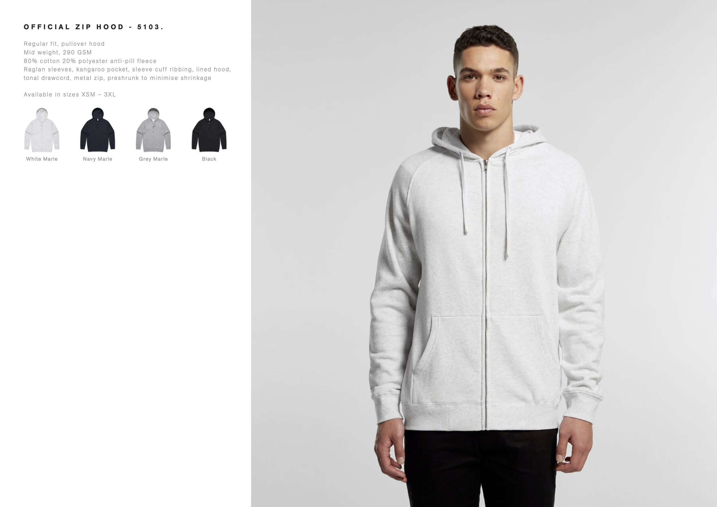 AS COLOUR OFFICIAL ZIP HOOD - 5103 — Excellent Screen Printers