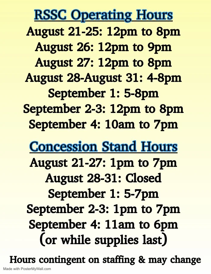 Pool and Concession Hours — Rock Spring Swim Club