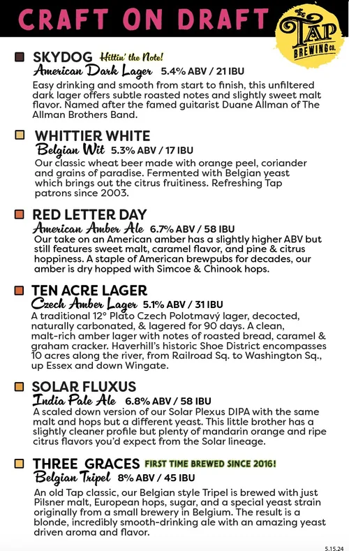 Beer On Tap — The Tap Brewing Company