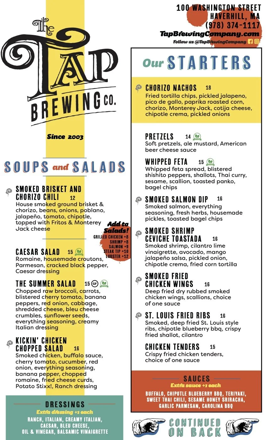 Menu — The Tap Brewing Company