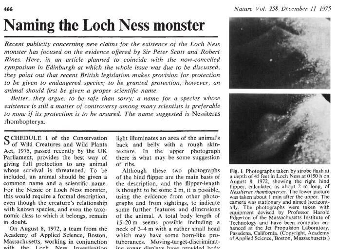 The 1972 Loch Ness Monster Flipper Photos — Tetrapod Zoology