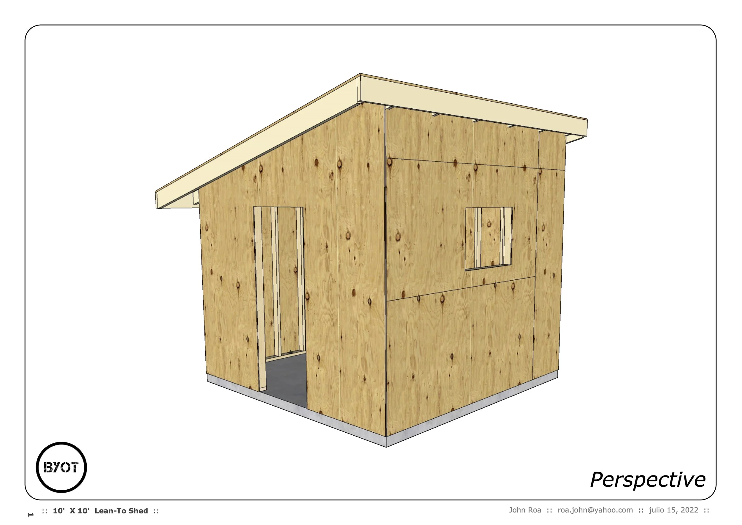 LEAN TO SHED PLANS (10' x 10') — BYOTOOLS