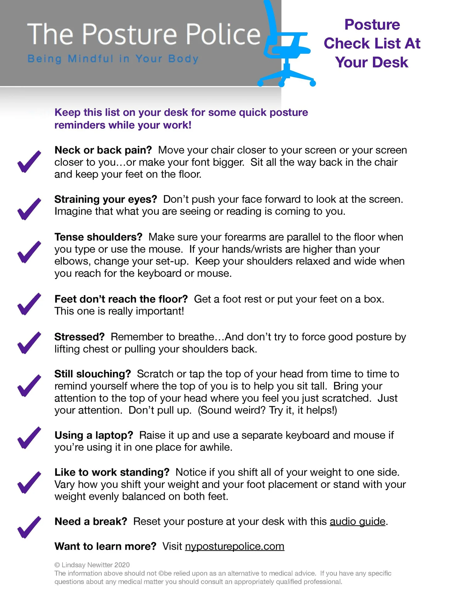 Posture Check List — The Posture Police