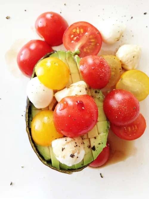 Caprese Stuffed Avocado — The Skinny Fork