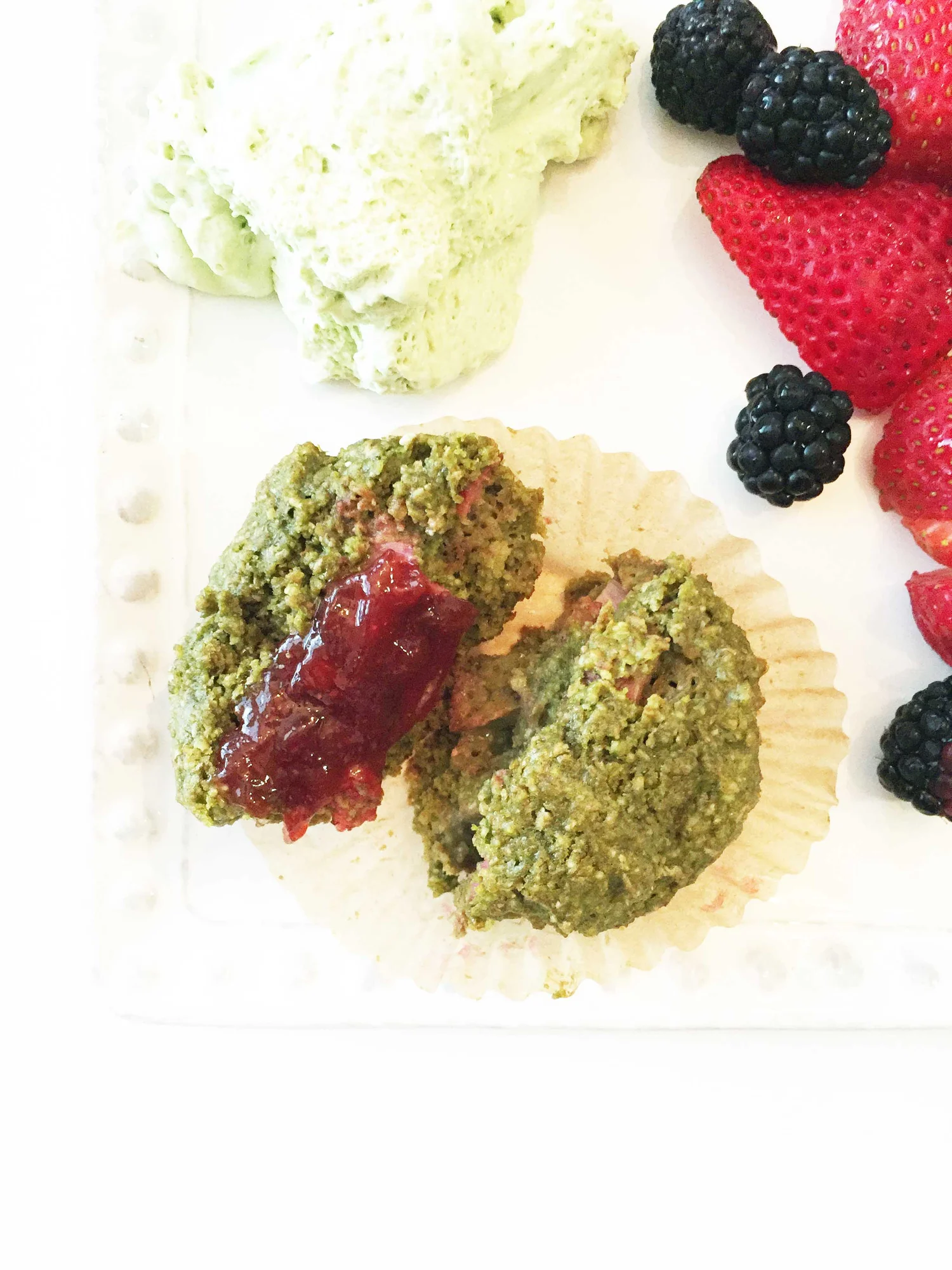 Matcha & Strawberry Bran Muffins — The Skinny Fork