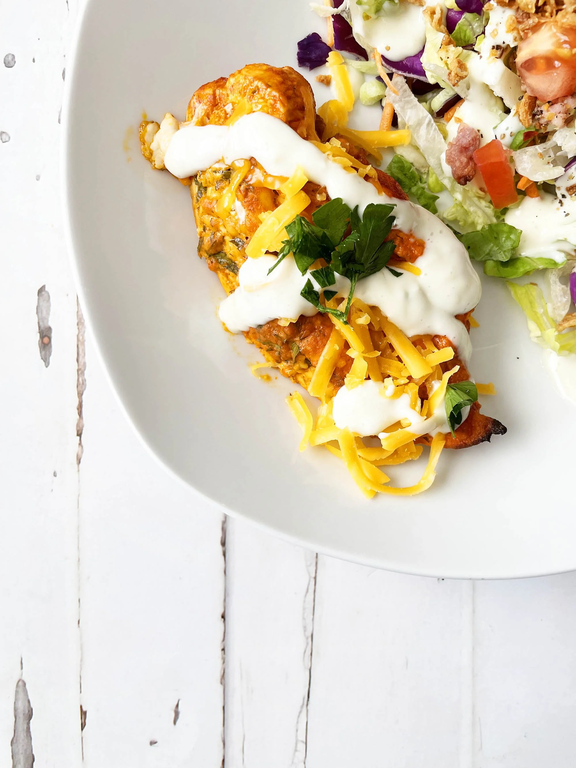 Skinny Grilled Buffalo Chicken Salad & Avocado Ranch — The Skinny Fork