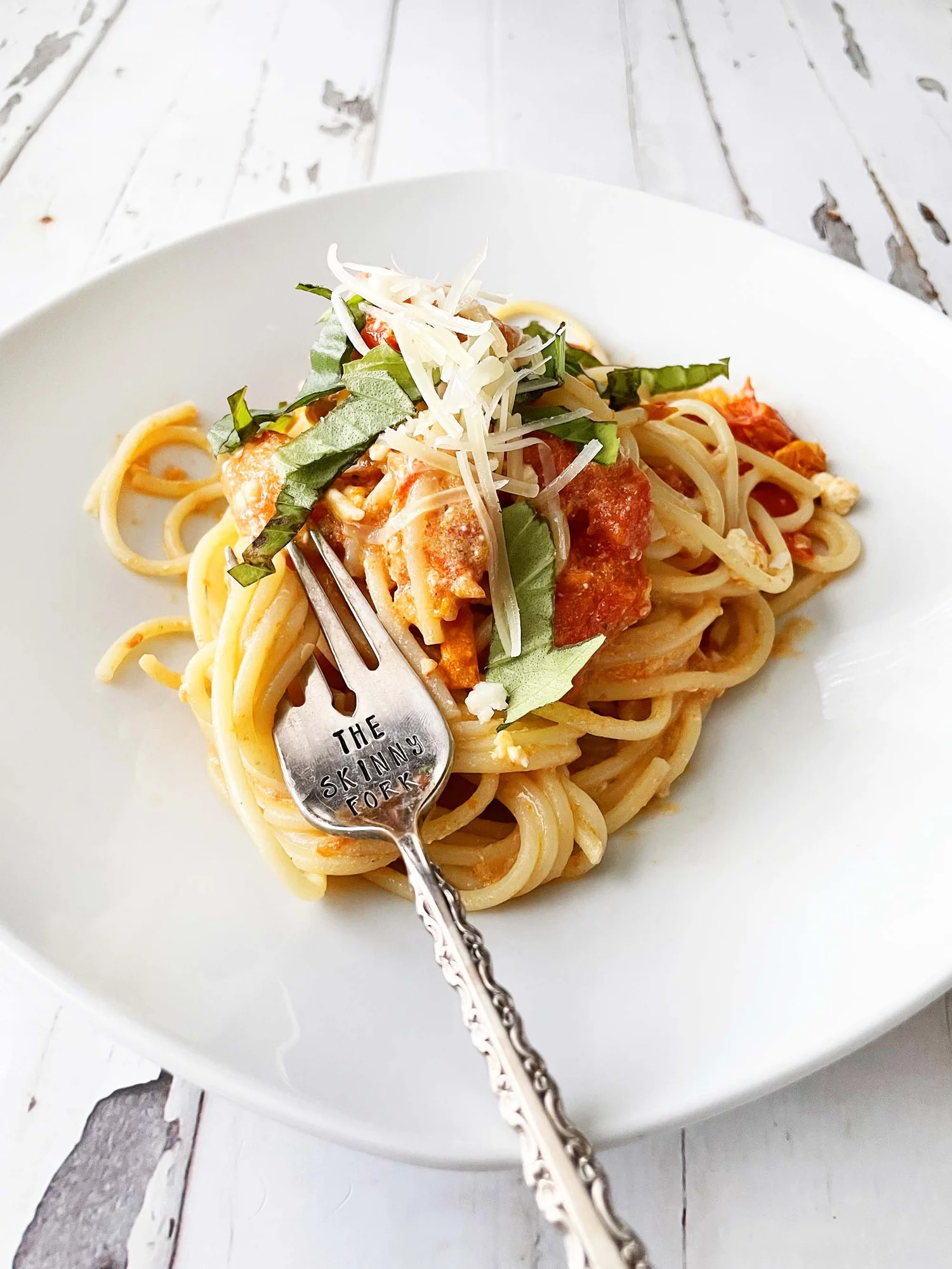 Tomato & Feta Cheese Spaghetti — The Skinny Fork