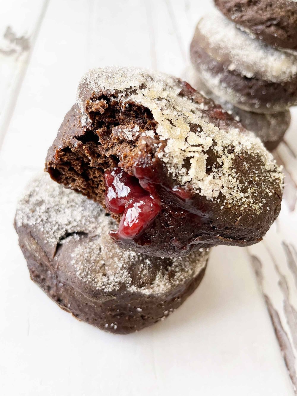 Black Velvet Raspberry Jelly Filled Donuts — The Skinny Fork