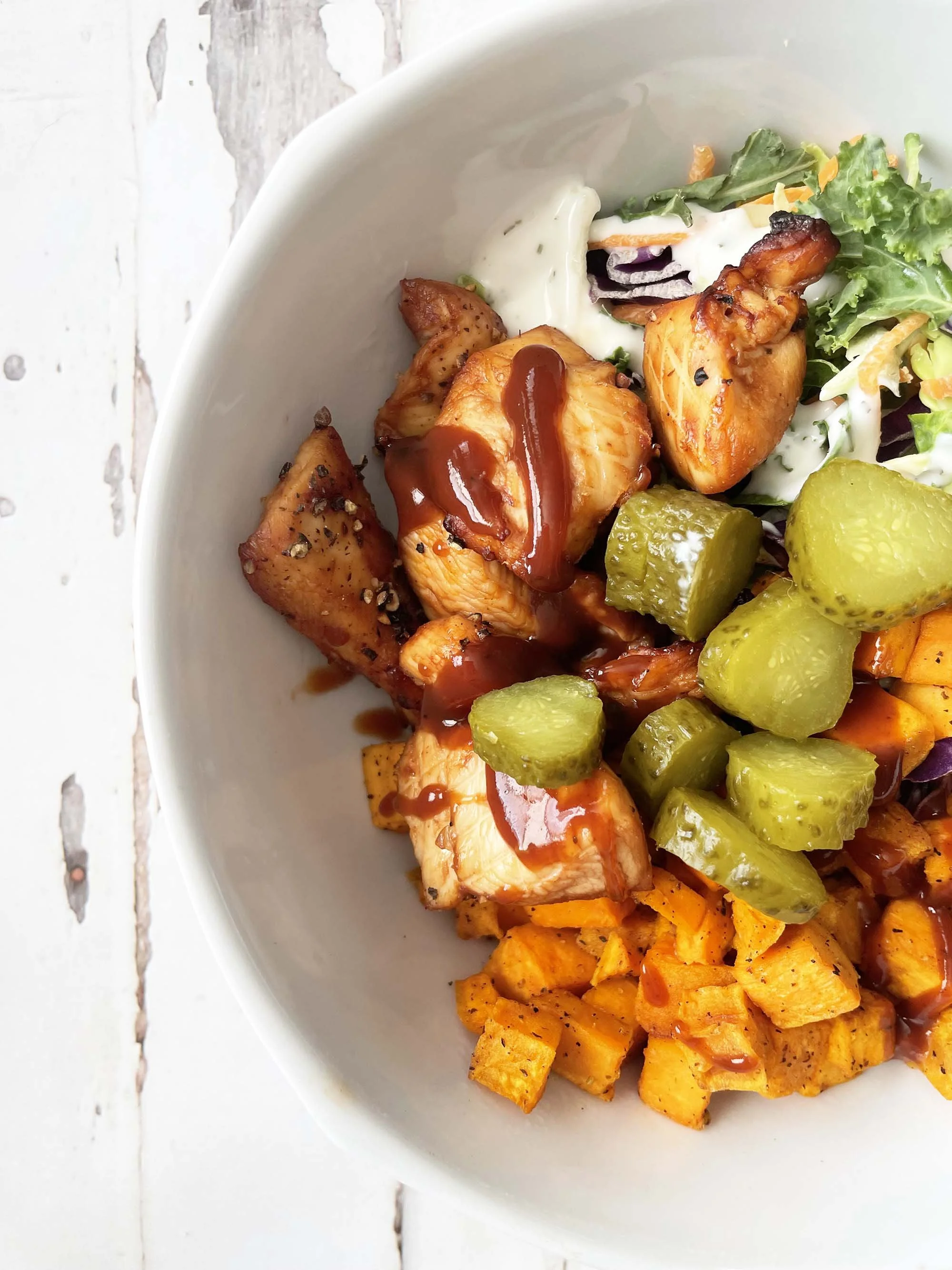 Air Fryer BBQ Chicken & Sweet Potato Bowl — The Skinny Fork
