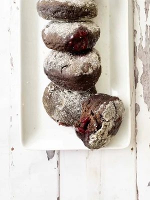 Black Velvet Raspberry Jelly Filled Donuts — The Skinny Fork