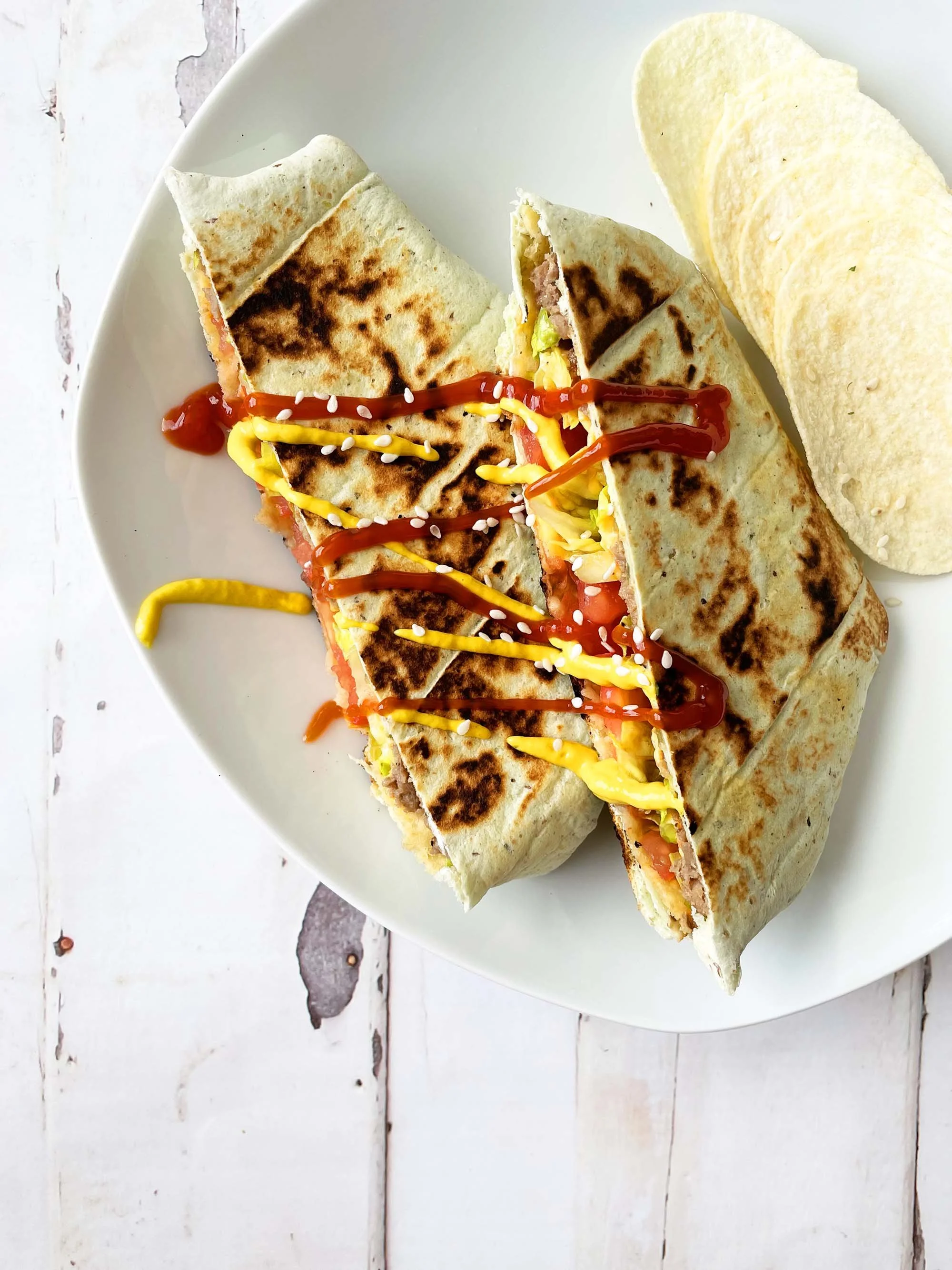 Vegetarian Cheeseburger Crunch Wraps — The Skinny Fork