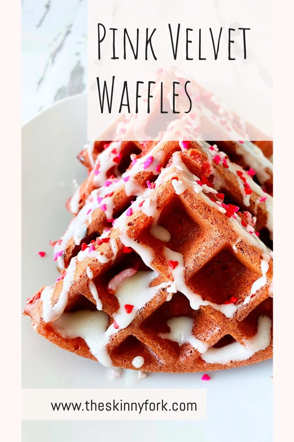 Pink Velvet Waffles & Cream Cheese Drizzle — The Skinny Fork