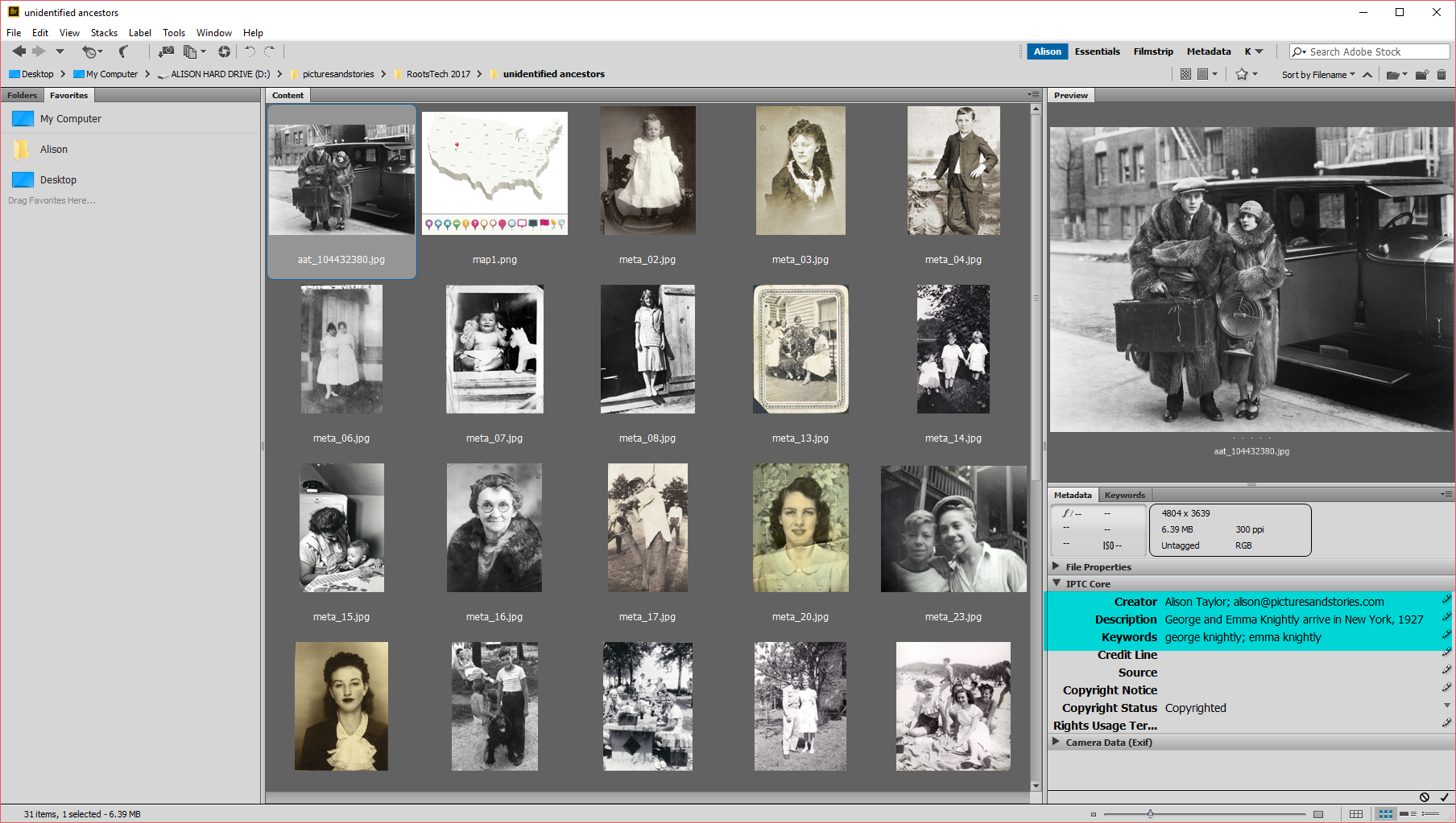 Metadata: Writing on the Back of a Digital Photo — Pictures and Stories