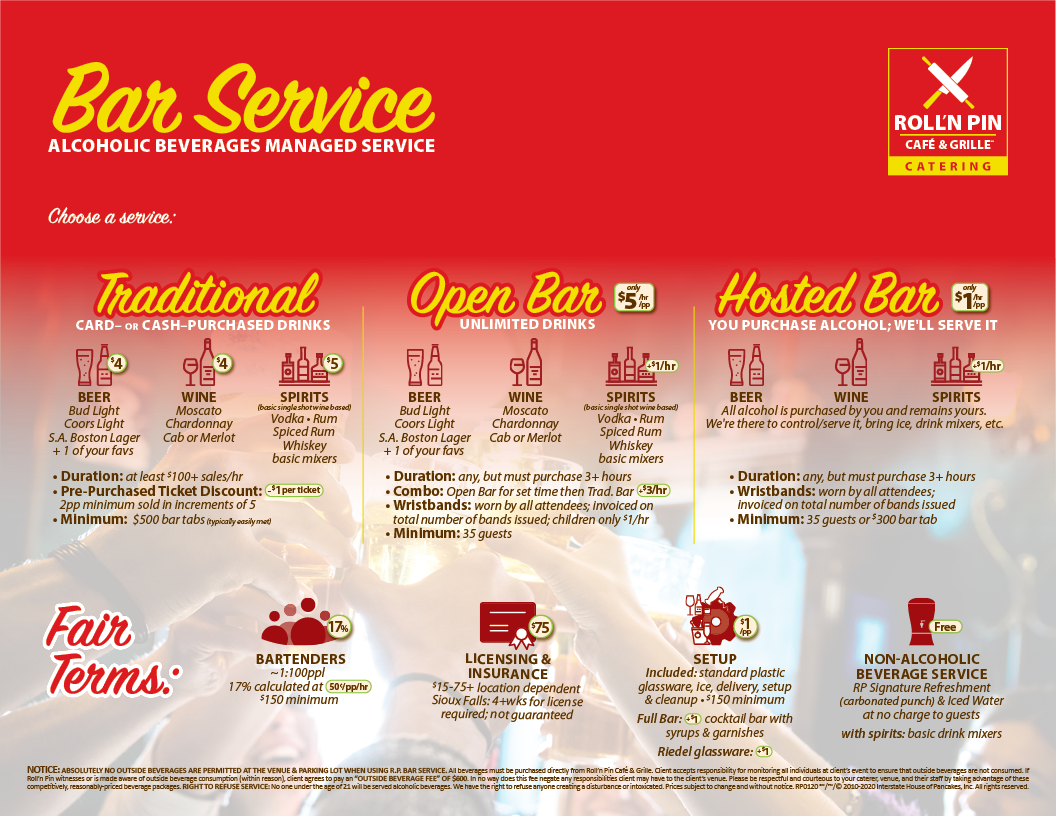 Bar Service — ROLL'N PIN CATERING