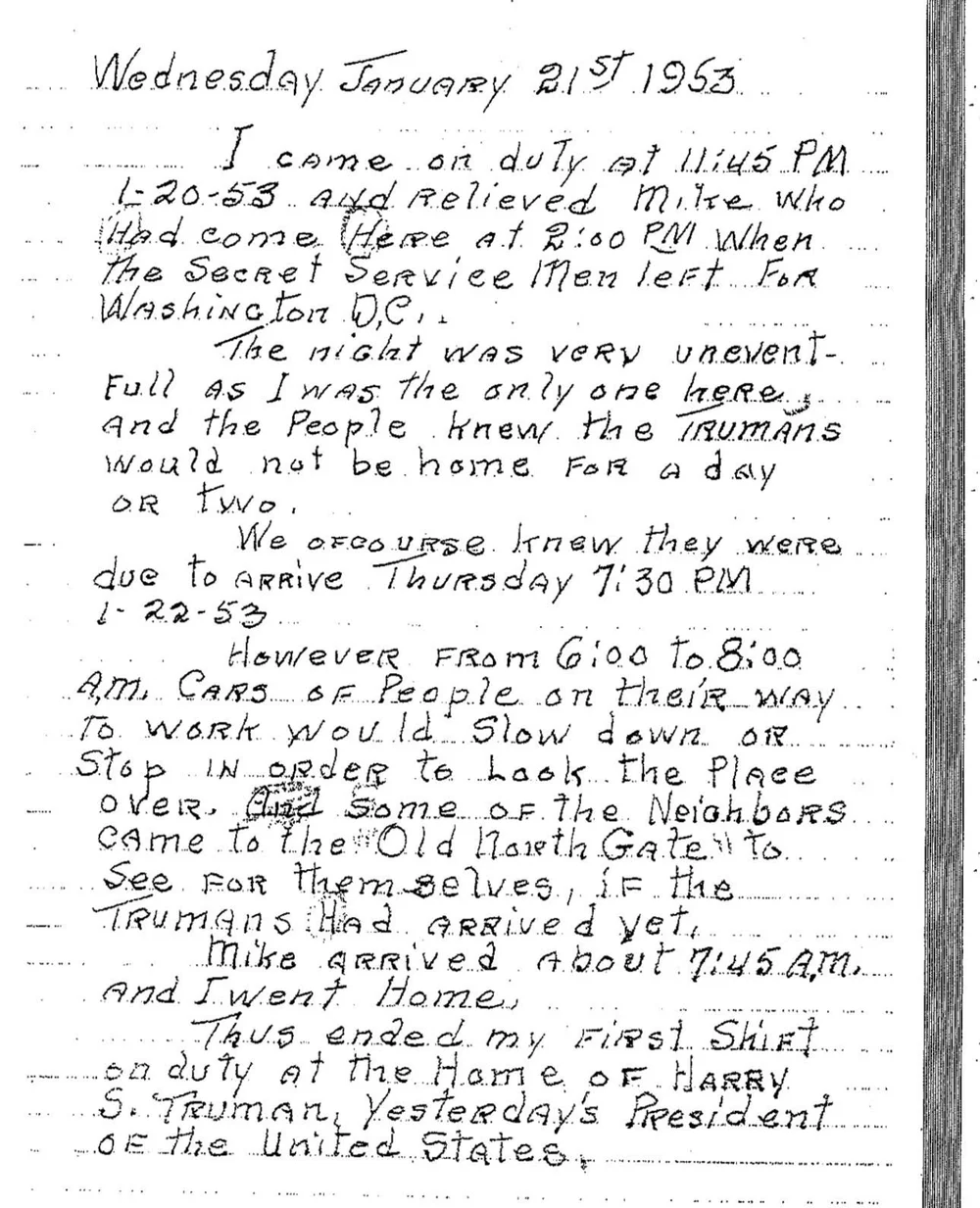 Diary of Police Officer Max Gould Recalls Truman’s Return to ...