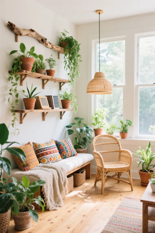 15 Rustic-Boho Plant Shelf Ideas for Cozy, Green Interiors — Style Estate